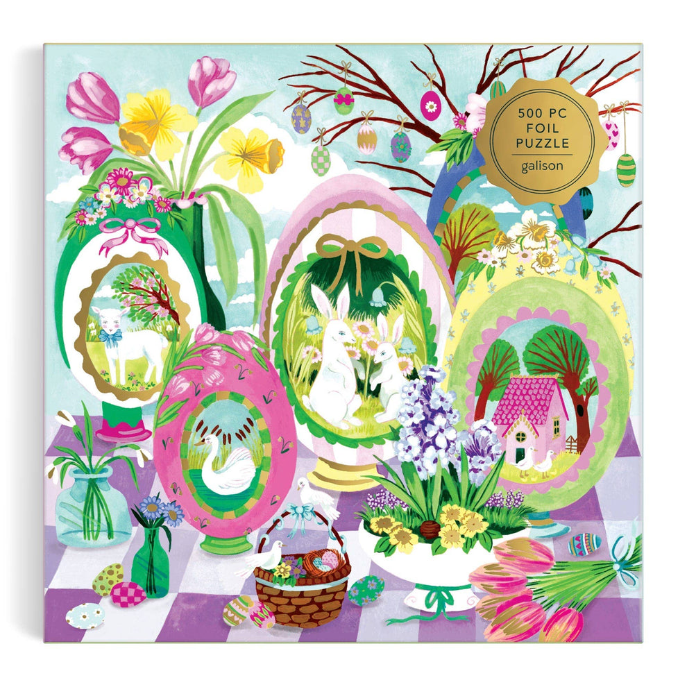 Easter Puzzle • Windows to Spring 500 Foil Piece Puzzle • Galison