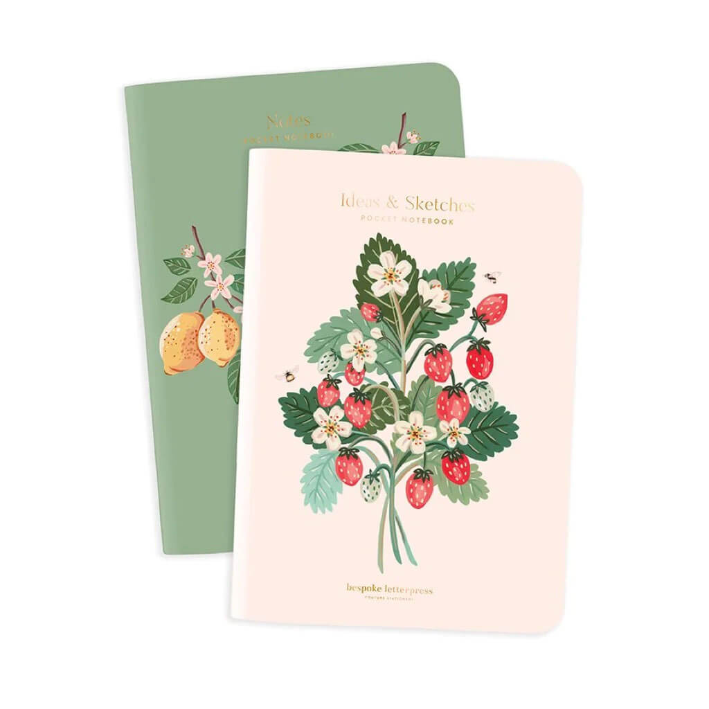 Petite Notebook Set • Strawberries & Lemon • Puzzle Weekend